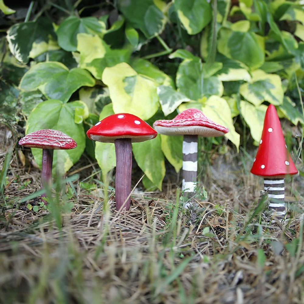 4pc Toadstool Miniature Garden Ornaments Set
