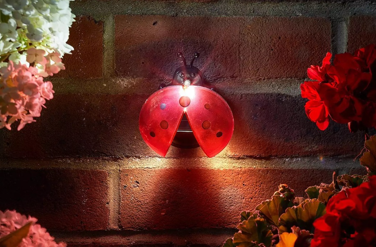 4x Solar Powered LED Lady Bug Wall Lights
