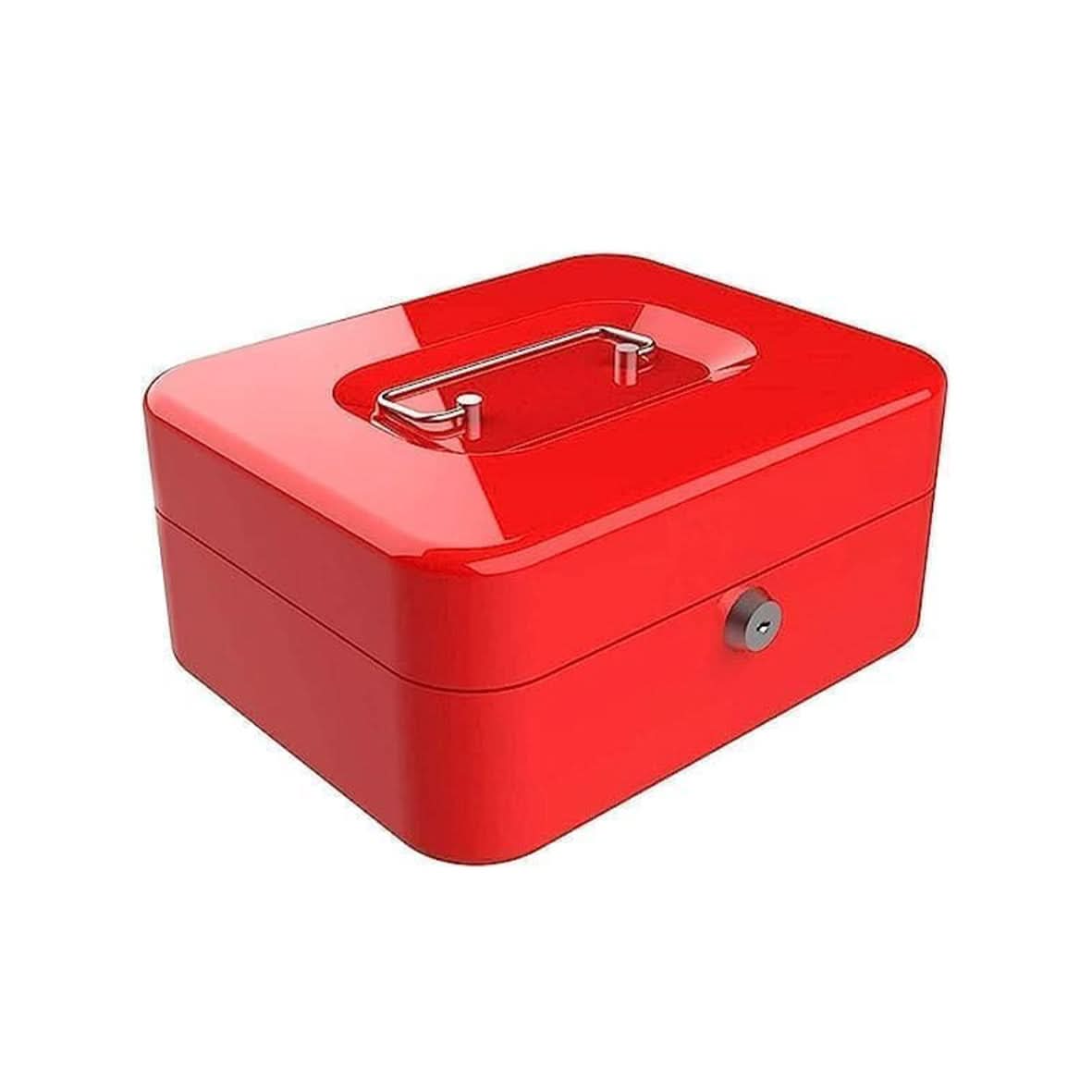 Blue or Red Steel Money Cash Box Metal Petty Cash Locking Safe with 2