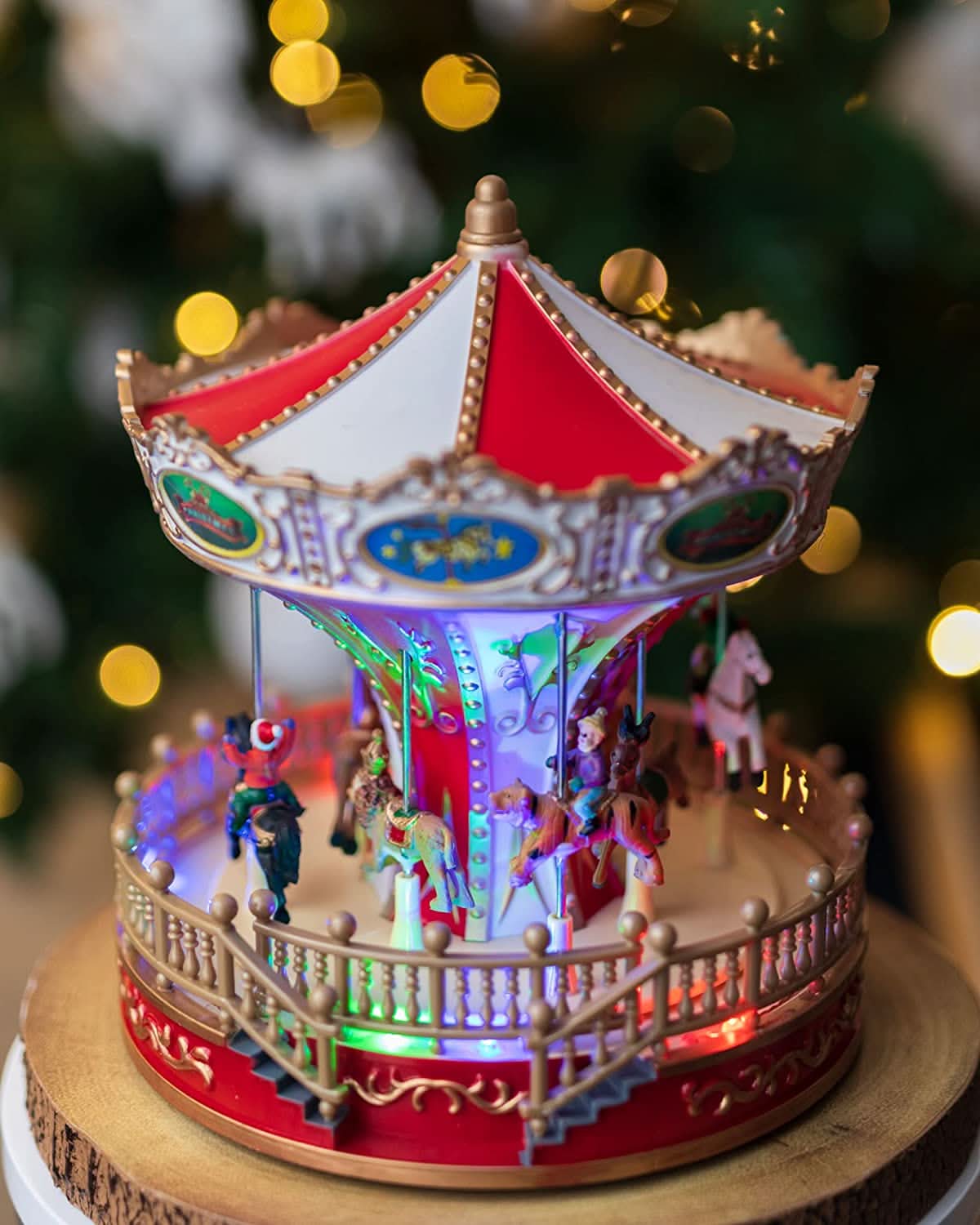 Animated Musical Turning Carousel Christmas Ornament