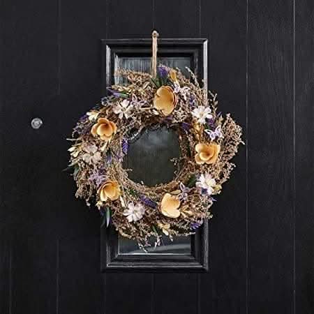 Decorative Artificial Foliage Flower Wreath – Viola Whirl