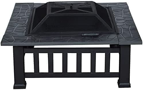 Outdoor BBQ Grill Square Fire Pit 3 in 1
