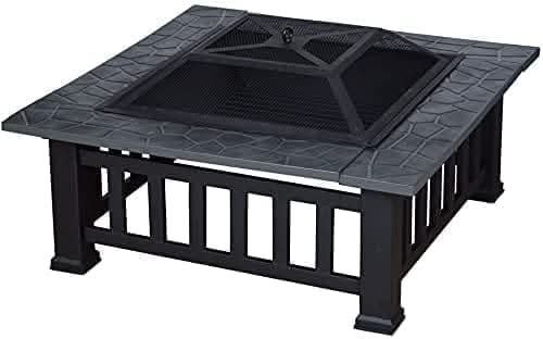 Outdoor BBQ Grill Square Fire Pit 3 in 1