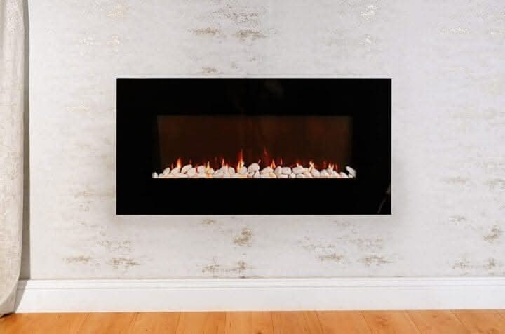 Electric Wall Mounted Fireplace with Pebble Flame Effect