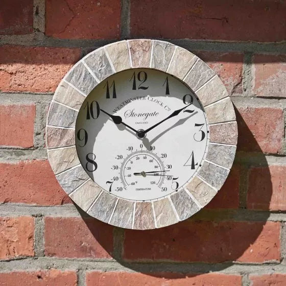 10" Stonegate Wall Clock and Thermometer