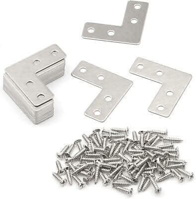 12pc Corner Mending Plate Set L Shape Angle Supports 37x37cm Galvanise