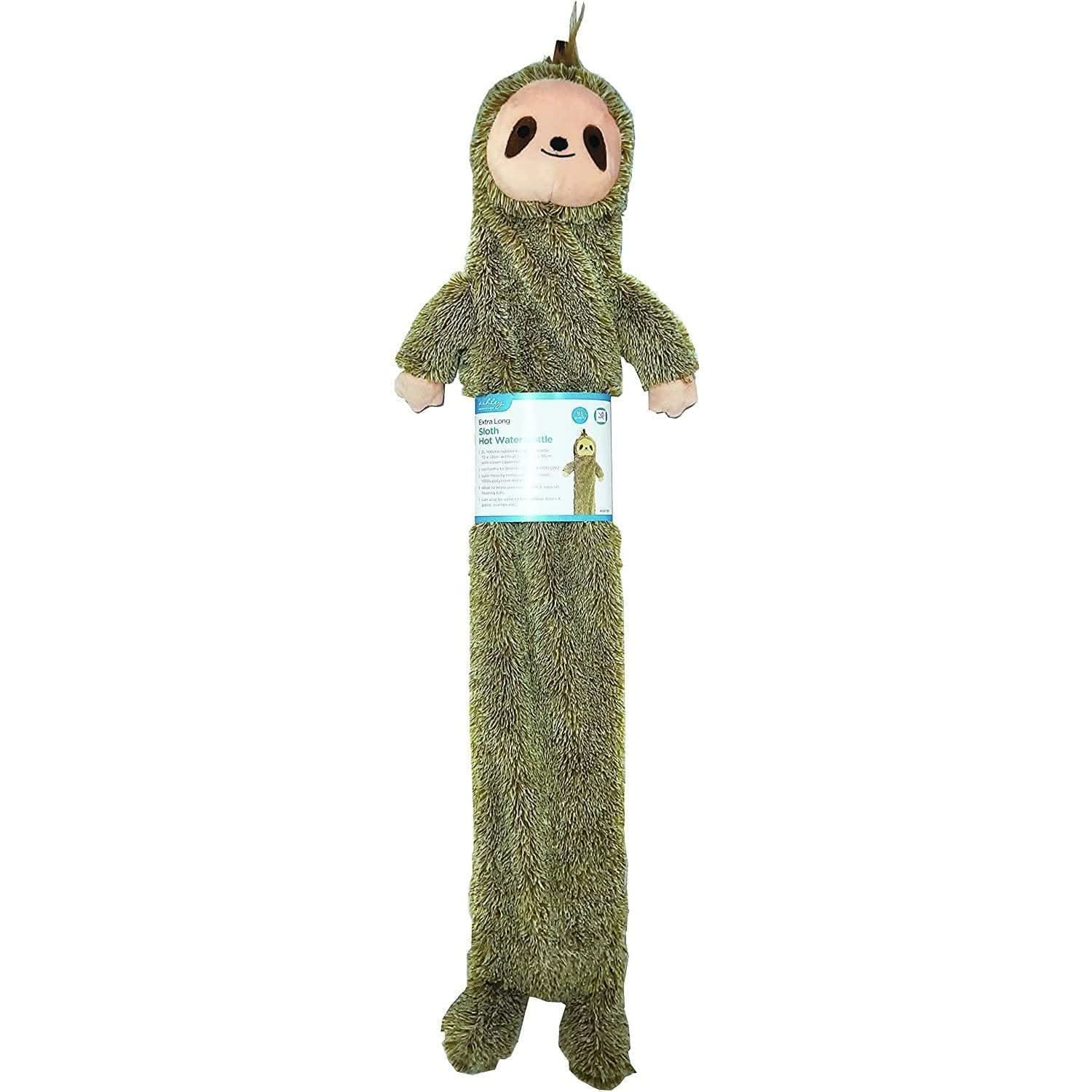 Long Hot Water Bottle with Plush Sloth Cover